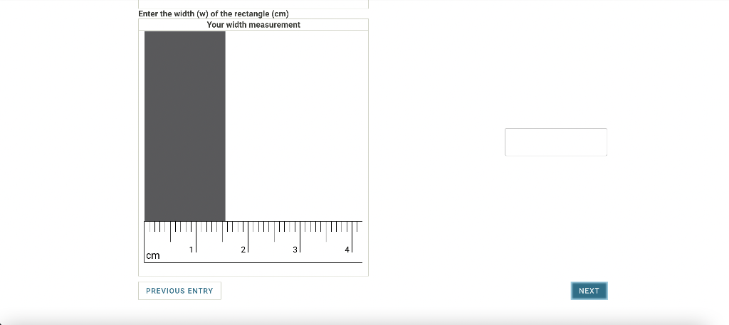 Solved Enter the width (w) of the rectangle (cm) Your width | Chegg.com