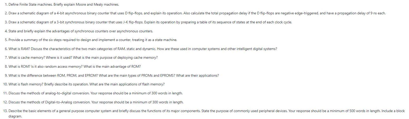 Solved 1 Define Finite State Machines Briefly Explain