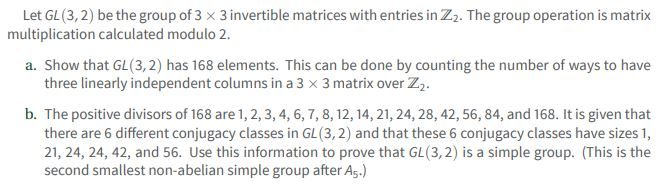 Solved Let GL (3,2) be the group of 3 x 3 invertible | Chegg.com