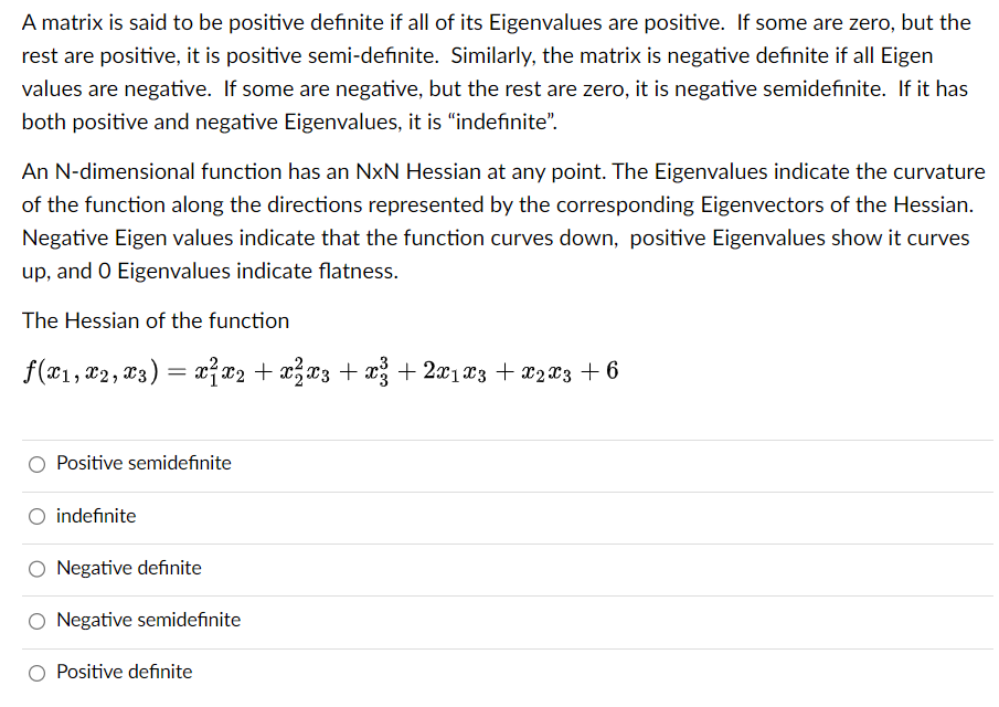 Solved A matrix is said to be positive definite if all of | Chegg.com