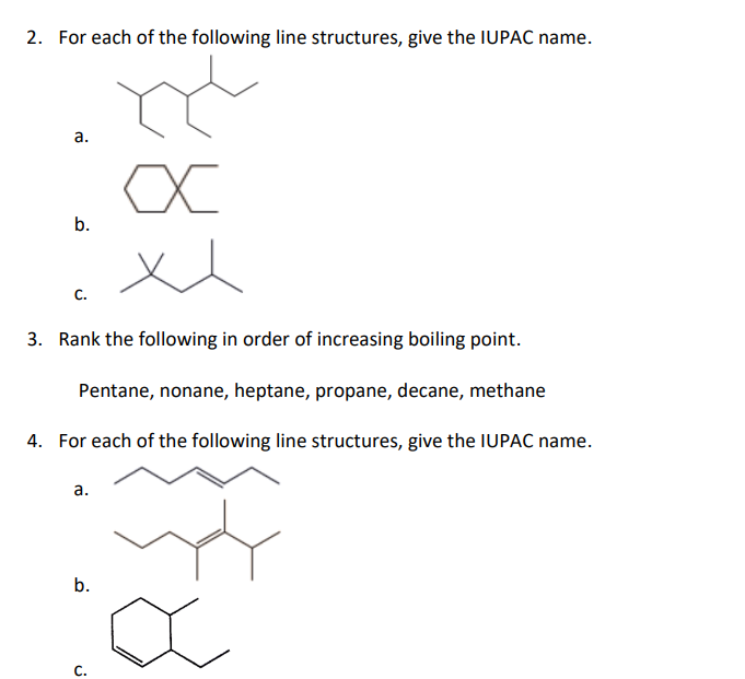 Solved 2. For each of the following line structures, give | Chegg.com