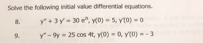 Solved Solve the following initial value differential | Chegg.com