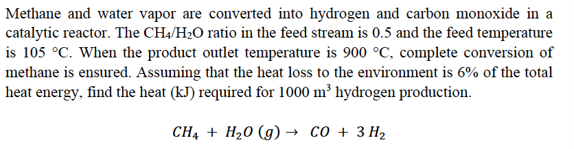 Solved Methane and water vapor are converted into hydrogen | Chegg.com