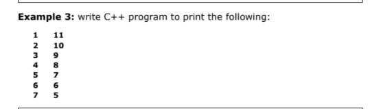 Solved Example 3: write C++ program to print the following: | Chegg.com