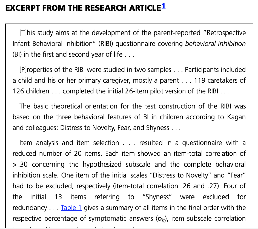 Solved EXCERPT FROM THE RESEARCH ARTICLE 1 [T]his study aims | Chegg.com