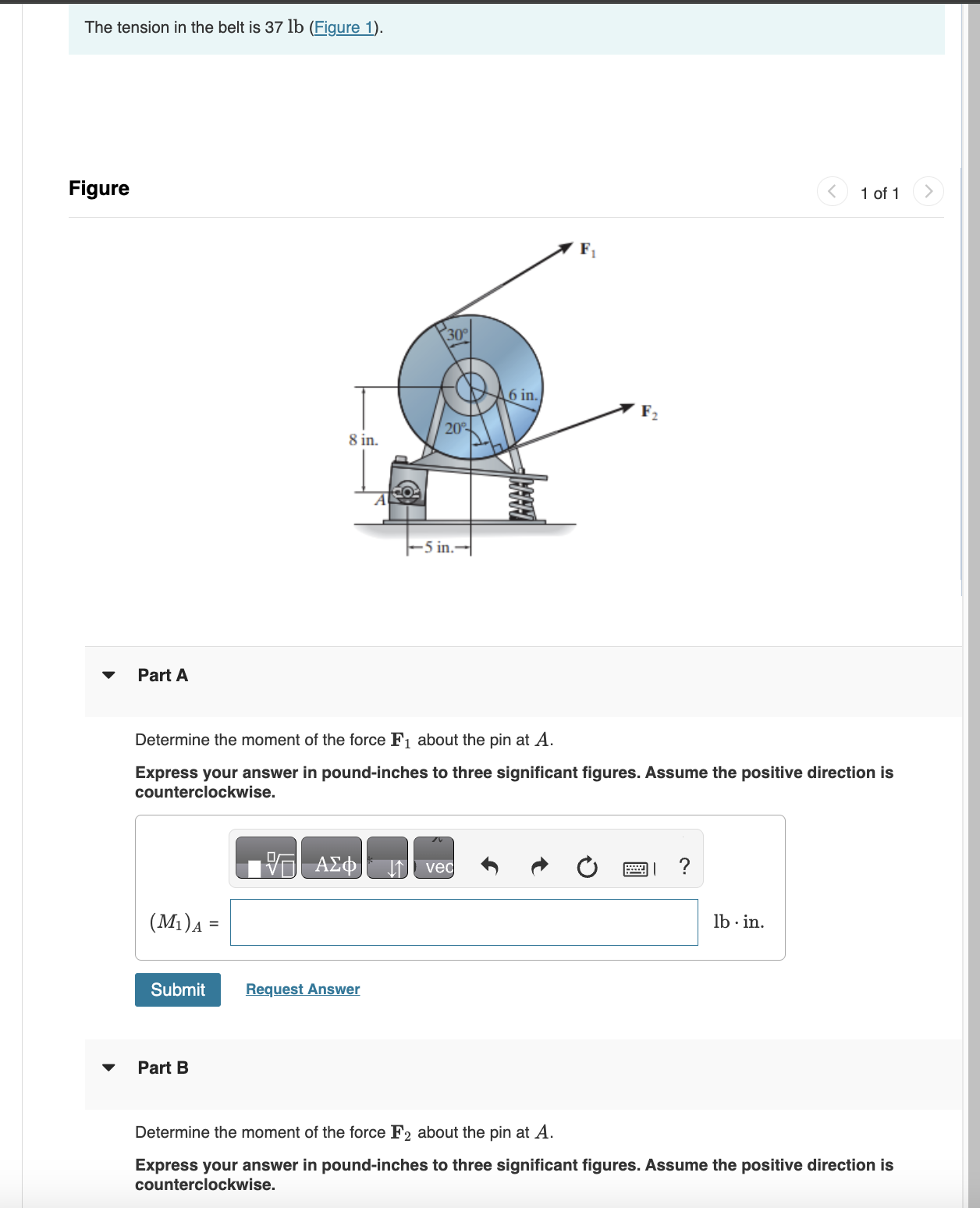 Solved FigurePart ADetermine the moment of the force F1 | Chegg.com