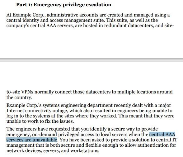 Solved Part 1: Emergency privilege escalation At Example | Chegg.com