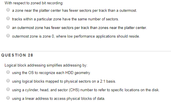 Solved With respect to zoned bit recording: a zone near the | Chegg.com