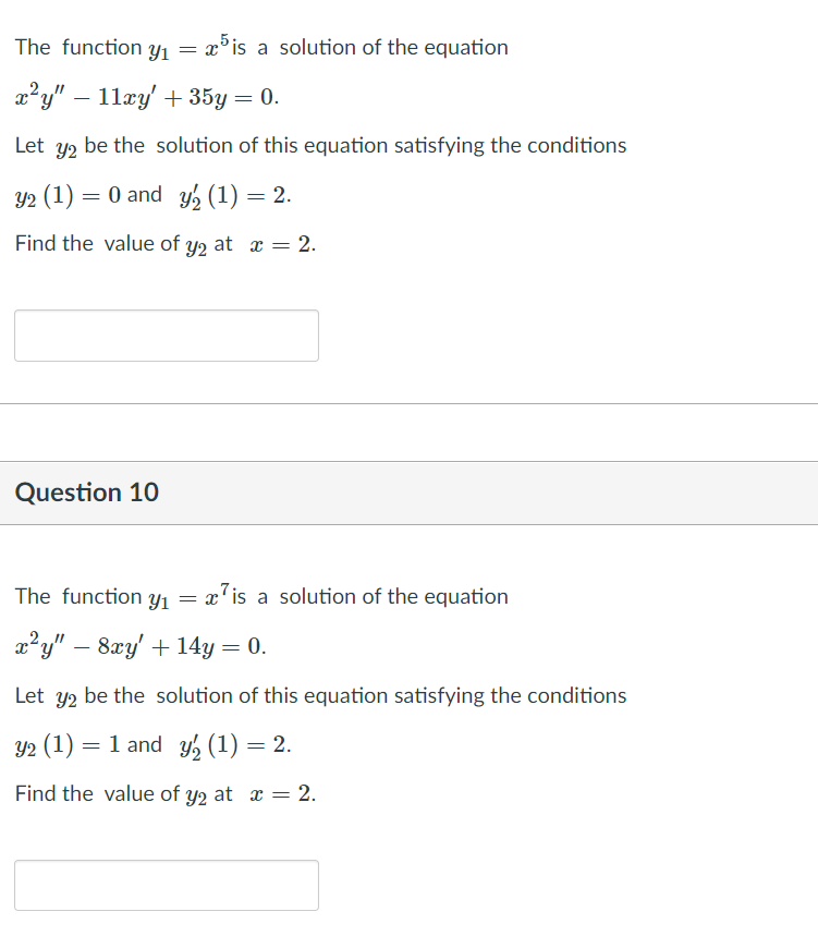 Solved The function y1 = x" is a solution of the equation | Chegg.com