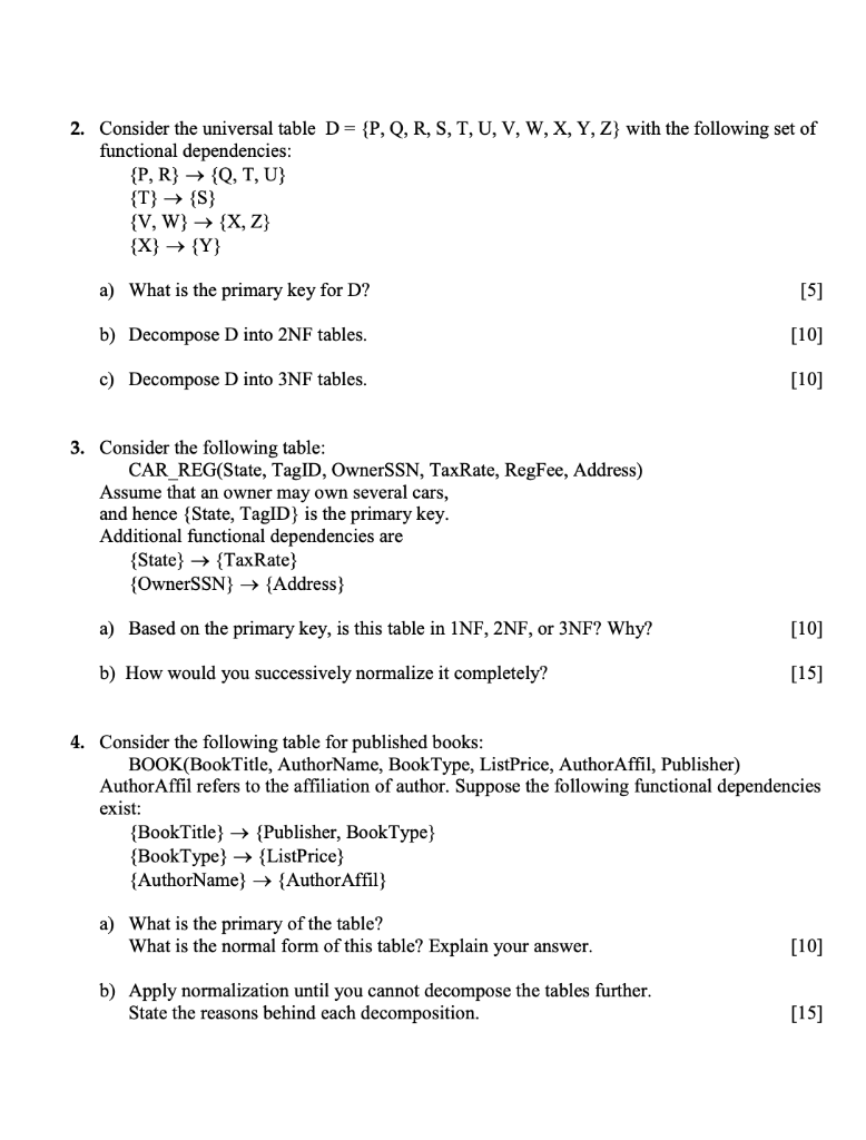 1. Design a relational database for the following | Chegg.com