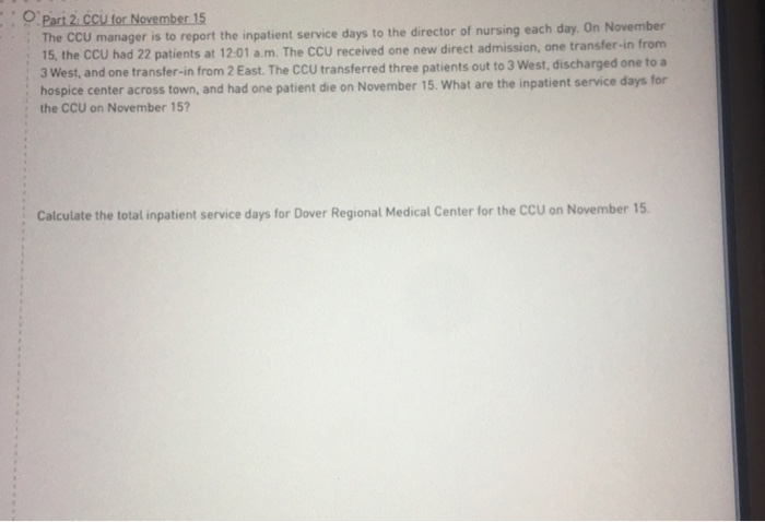 Solved CASE 7-1 Inpatient Service Days : As a health | Chegg.com