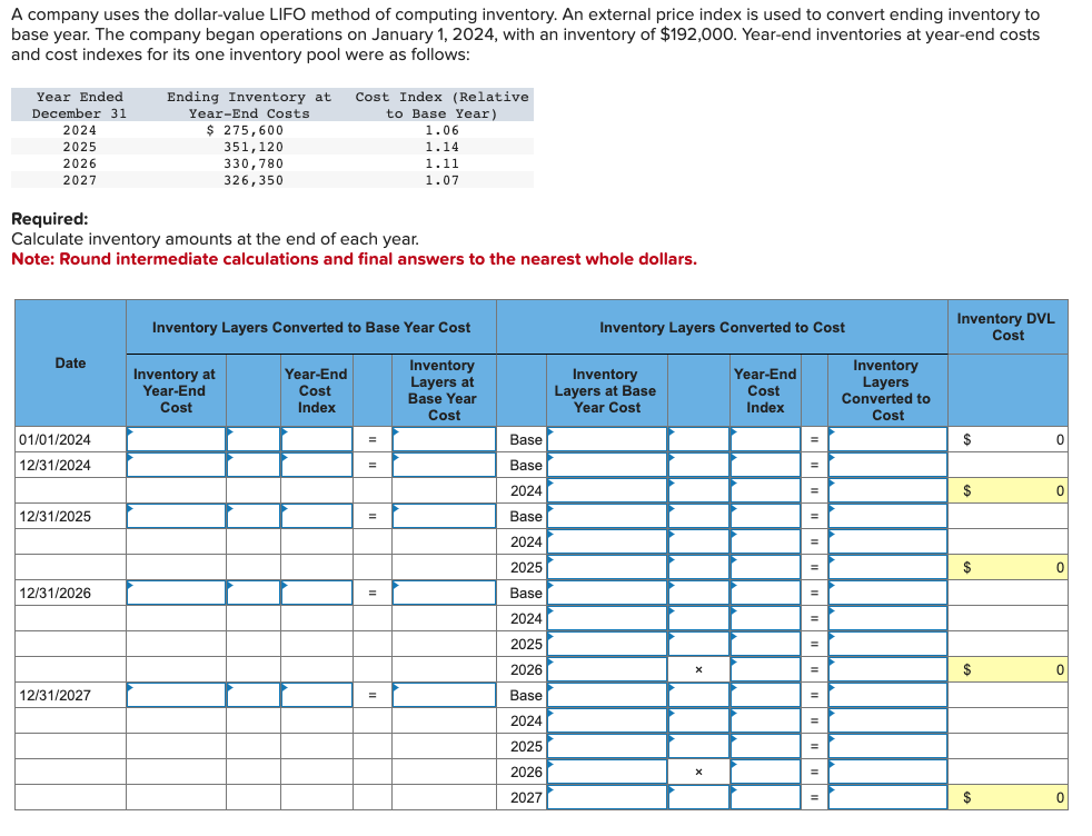 Solved A company uses the dollar-value LIFO method of | Chegg.com