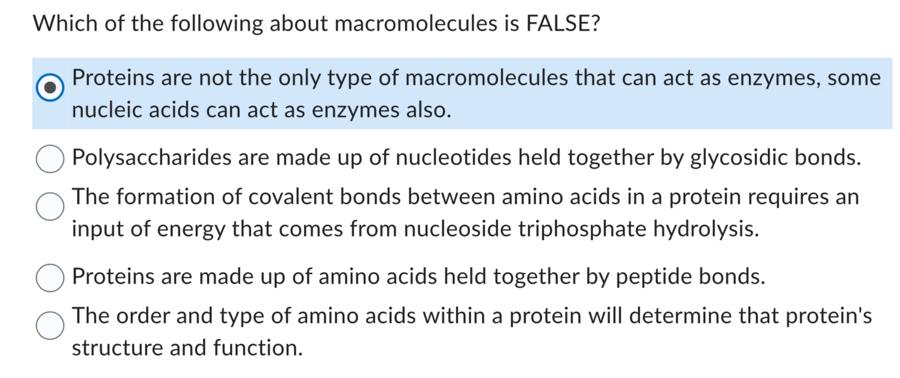 Solved Which of the following about macromolecules is | Chegg.com