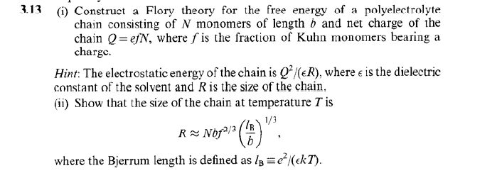 3.13 (1) Construct a Flory theory for the free energy | Chegg.com