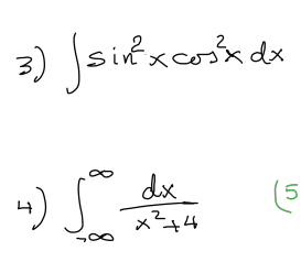 Solved 3) jsirxcosx dx dx 5 5 -) So x²74 | Chegg.com