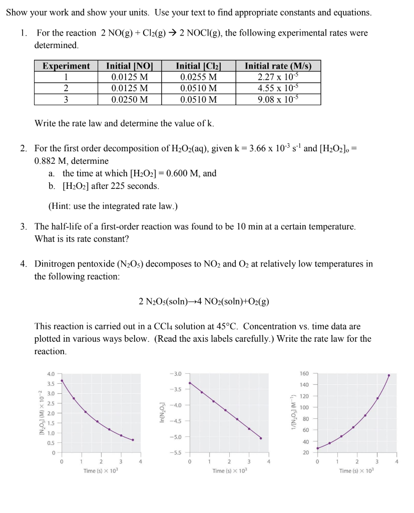 Solved Show your work and show your units. Use your text to | Chegg.com