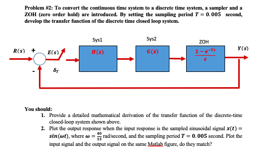 Problem #2: To convert the continuous time system to | Chegg.com