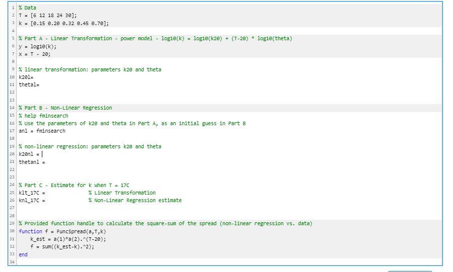 Solved Non-Linear Regression vs. Linear Transformation The | Chegg.com