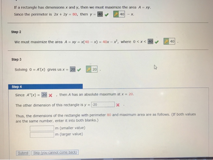 Solved If a rectangle has dimensions x and y, then we must | Chegg.com