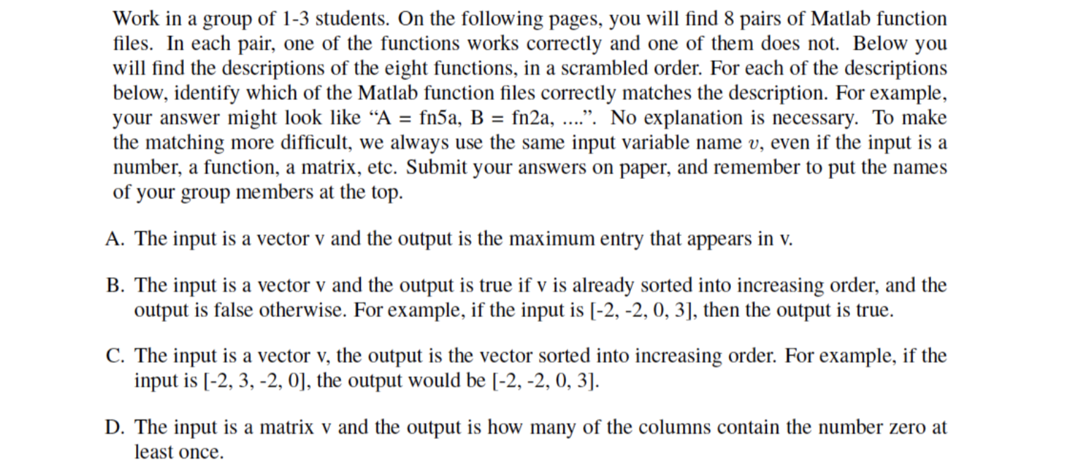 Solved Work in a group of 1-3 students. On the following | Chegg.com