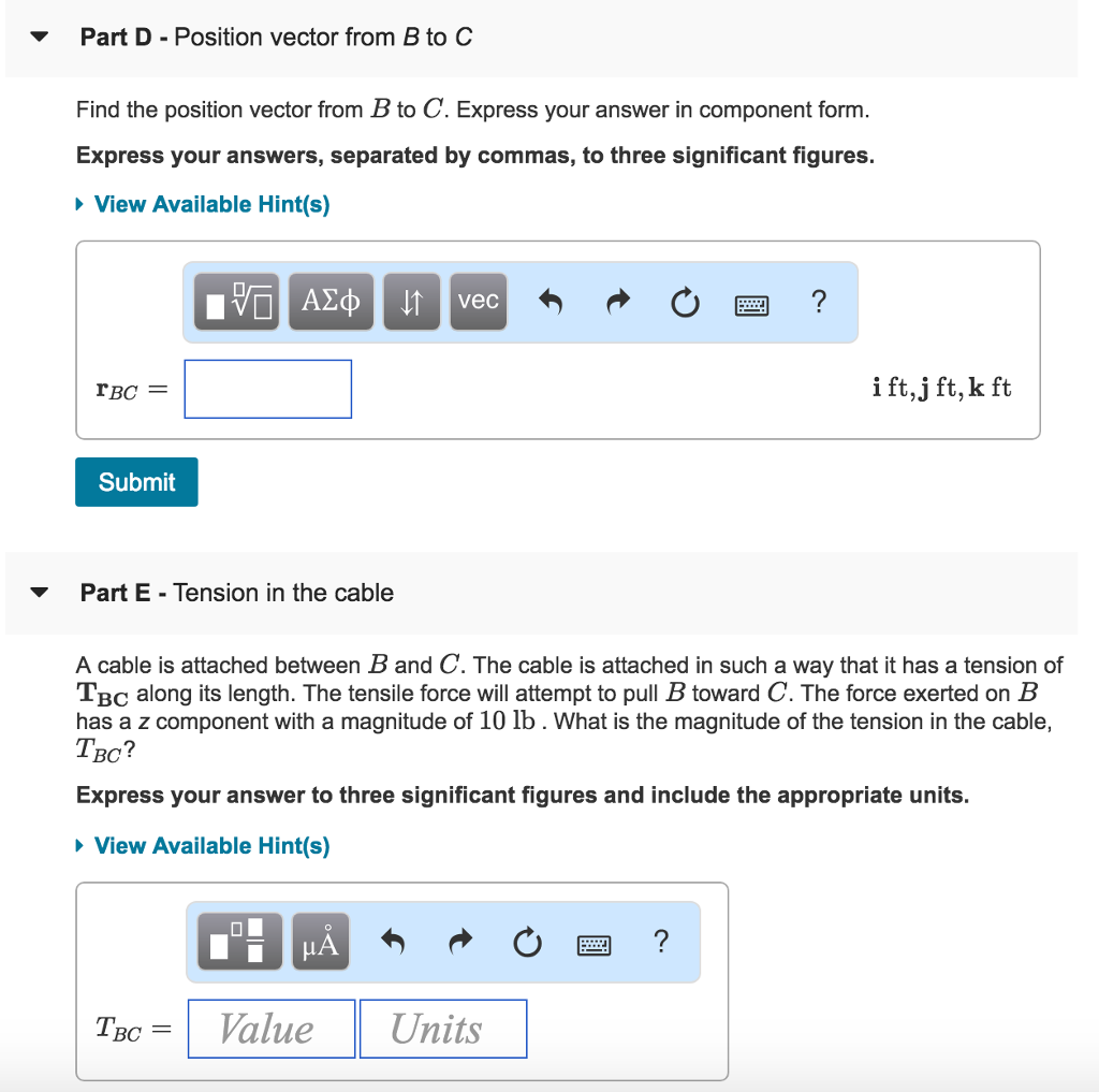 Solved Part A - Position vector from A to B Learning Goal | Chegg.com