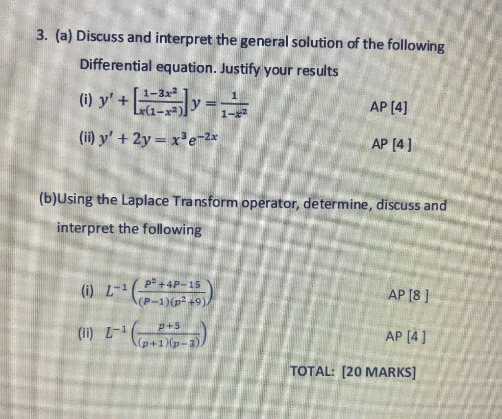 Solved 3. (a) Discuss and interpret the general solution of | Chegg.com