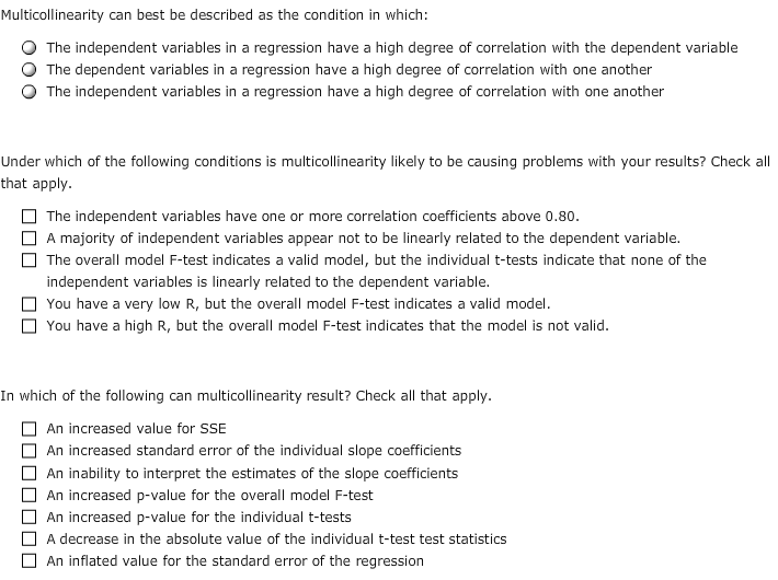 Solved Multicollinearity can best be described as the | Chegg.com