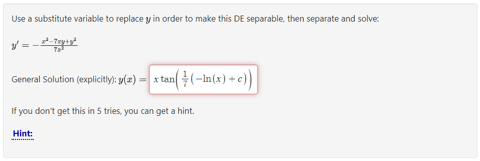 Solved Separate the following differential equation and | Chegg.com