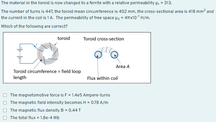 Solved The material in the toroid is now changed to a | Chegg.com