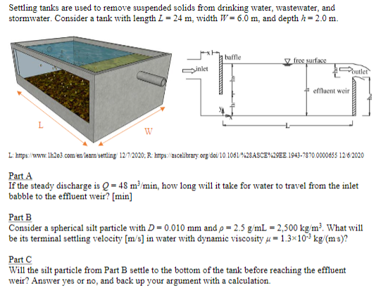 Settling tanks are used to remove suspended solids | Chegg.com