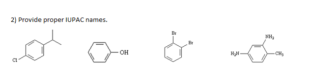 Solved 2) Provide proper IUPAC names. | Chegg.com