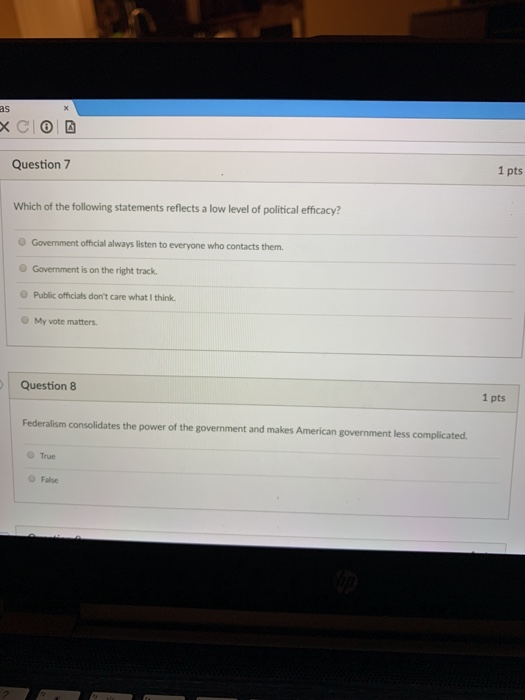 Solved as Question7 1 pts Which of the following statements | Chegg.com