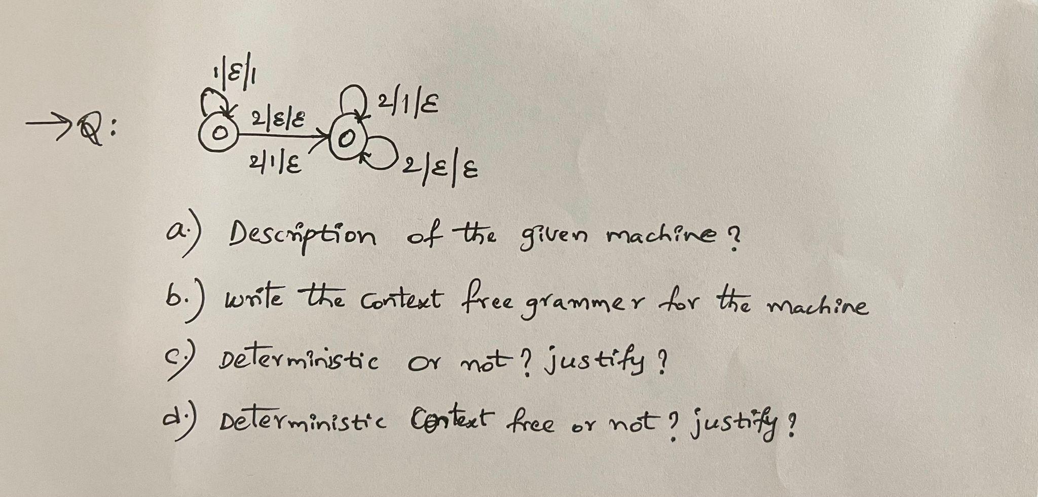 Solved a) Description of the given machine? b.) write the | Chegg.com