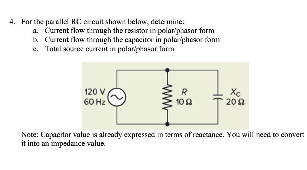 Solved 4. For the parallel RC circuit shown below, | Chegg.com