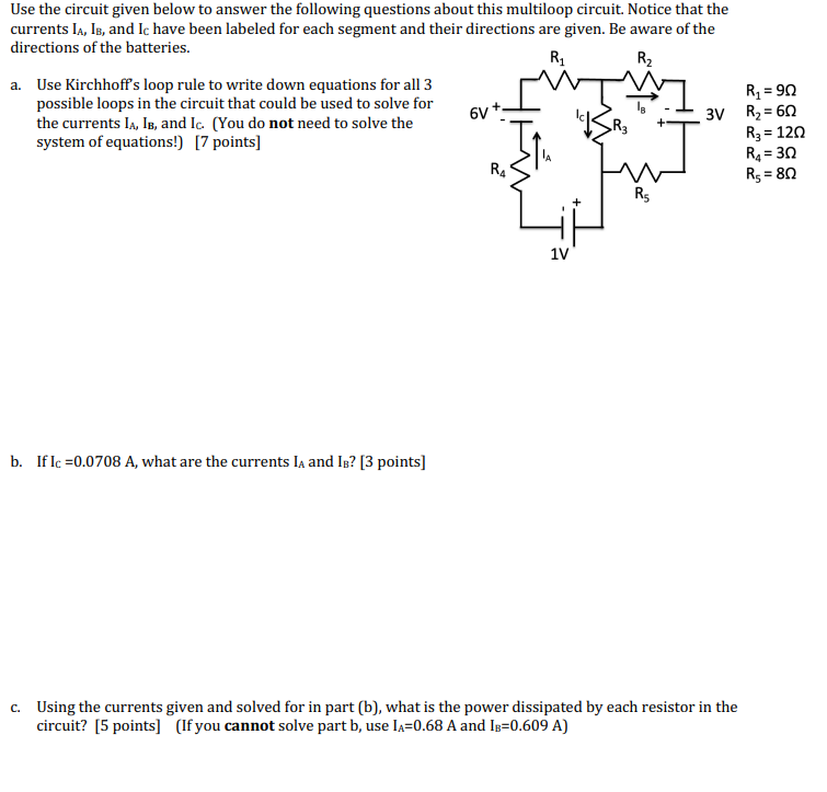 Use the circuit given below to answer the following | Chegg.com