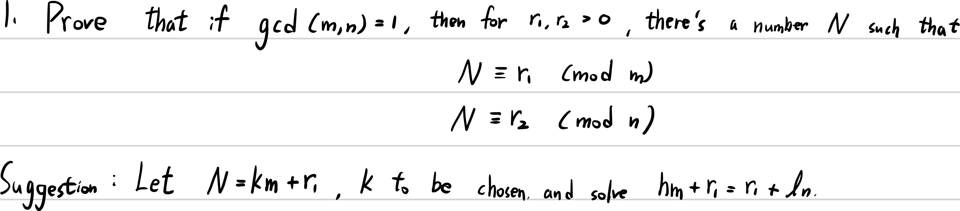 Solved Prove that if gcd(m,n)=1, then for r1,r2>0, there's a | Chegg.com