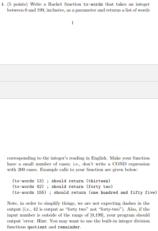 Solved 4 5 Points Write A Racket Function To Words That 