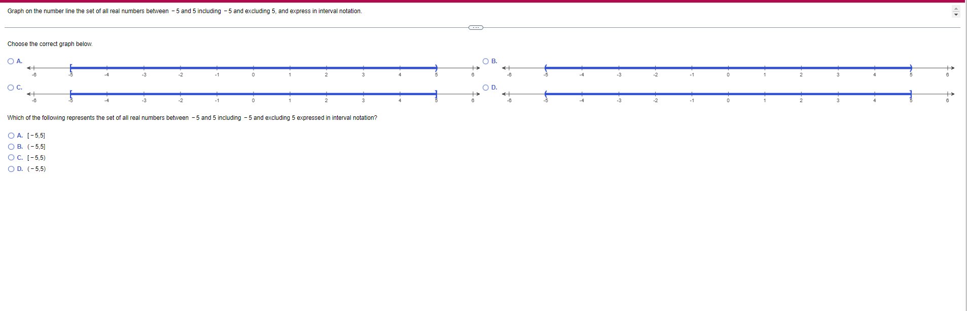 Solved Graph on the number line the set of all real numbers | Chegg.com