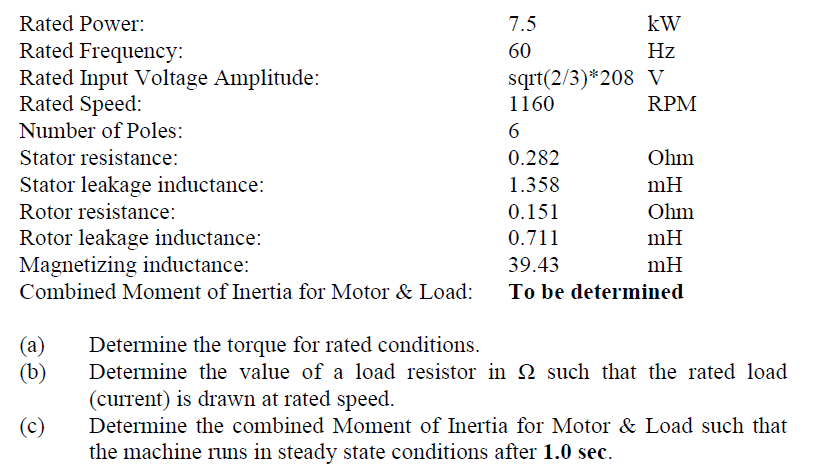 Rated Power: Rated Frequency: Rated Input Voltage | Chegg.com
