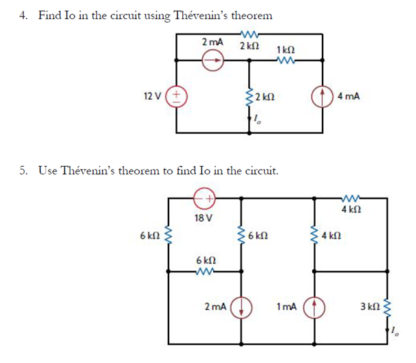 Solved 4. Find Io in the circuit using Thévenin's theorem | Chegg.com