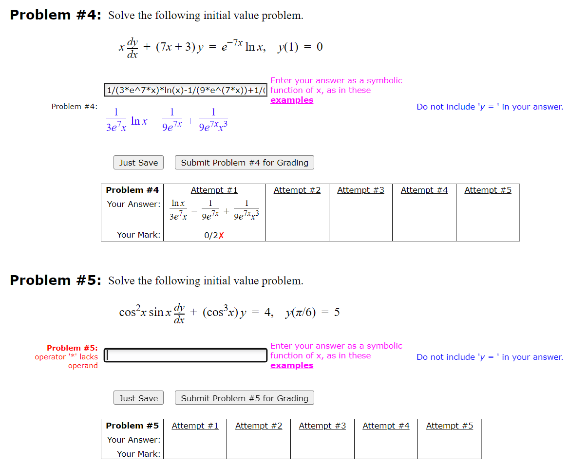 Solved Problem #4: Solve the following initial value | Chegg.com
