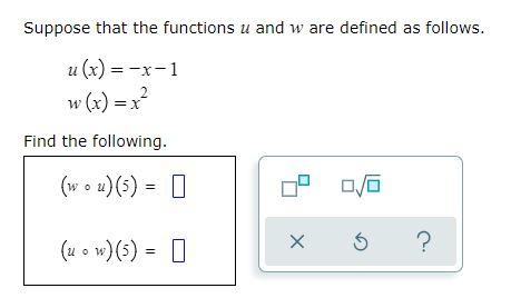 Solved Suppose that the functions u and w are defined as | Chegg.com