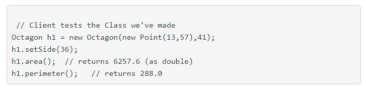 Solved Submit Octagon.java to model the concept of a | Chegg.com