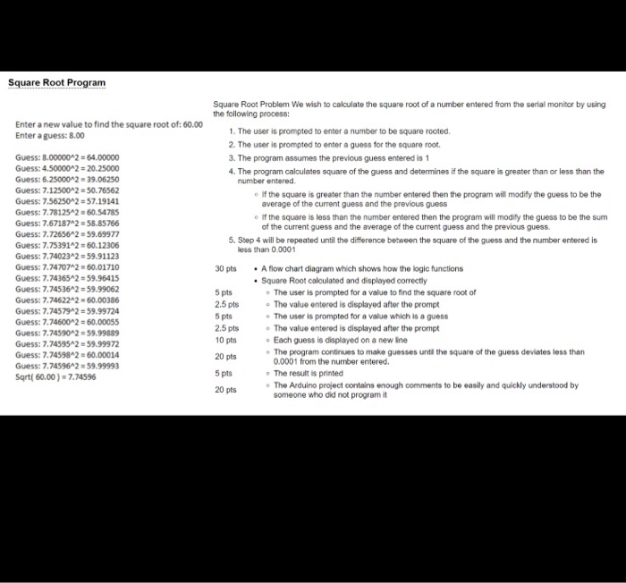Square Root Program Square Root Problem We wish to | Chegg.com