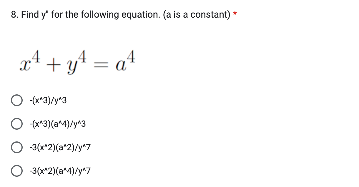 Solved 8. Find y " for the following equation. (a is a | Chegg.com