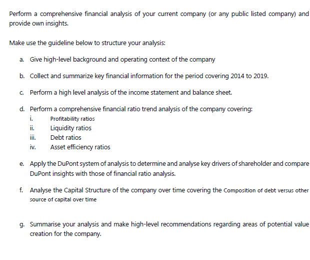 Solved Perform a comprehensive financial analysis of your | Chegg.com