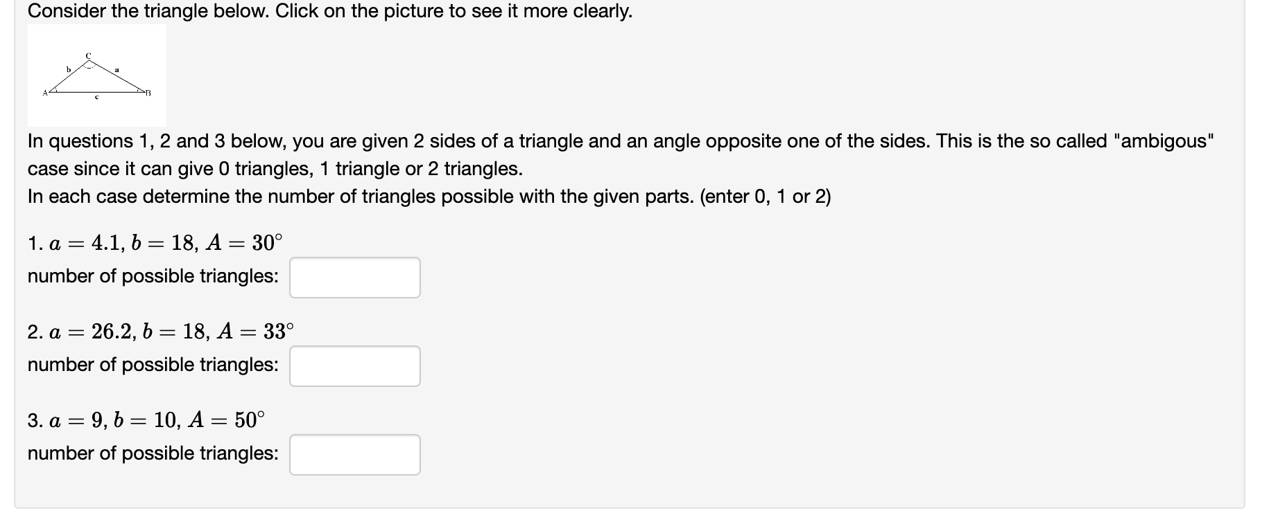 Solved Consider the triangle below. Click on the picture to | Chegg.com