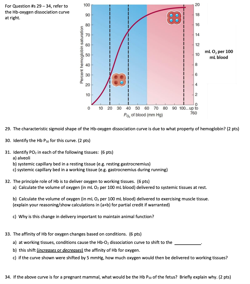 Solved For Question #s 29-34, refer to the Hb-oxygen | Chegg.com