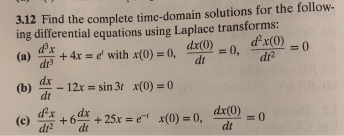 Solved 3.12 Find the complete time-domain solutions for the | Chegg.com