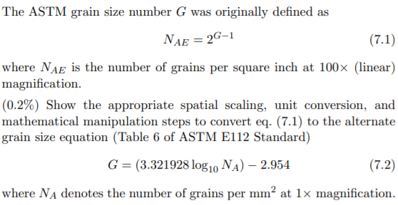 TABLE 6 Grain Size Equations Relating Measured | Chegg.com